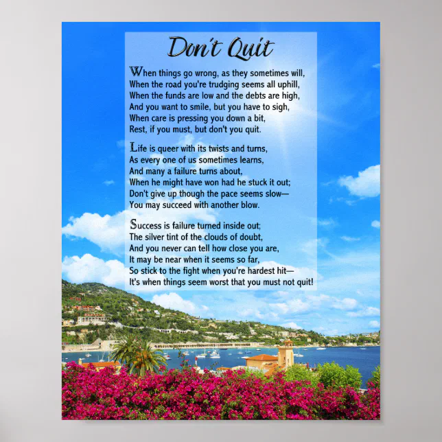 Don’t Quit Poem Poster | Zazzle