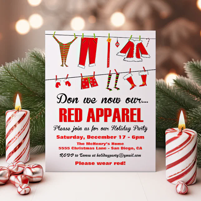Don we now our Red apparel Christmas Invitations | Zazzle