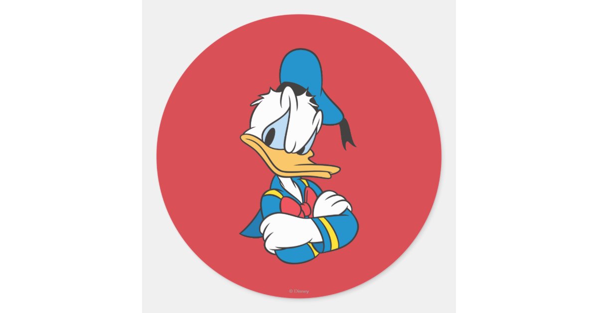 Donald Duck | Arms Crossed Classic Round Sticker | Zazzle