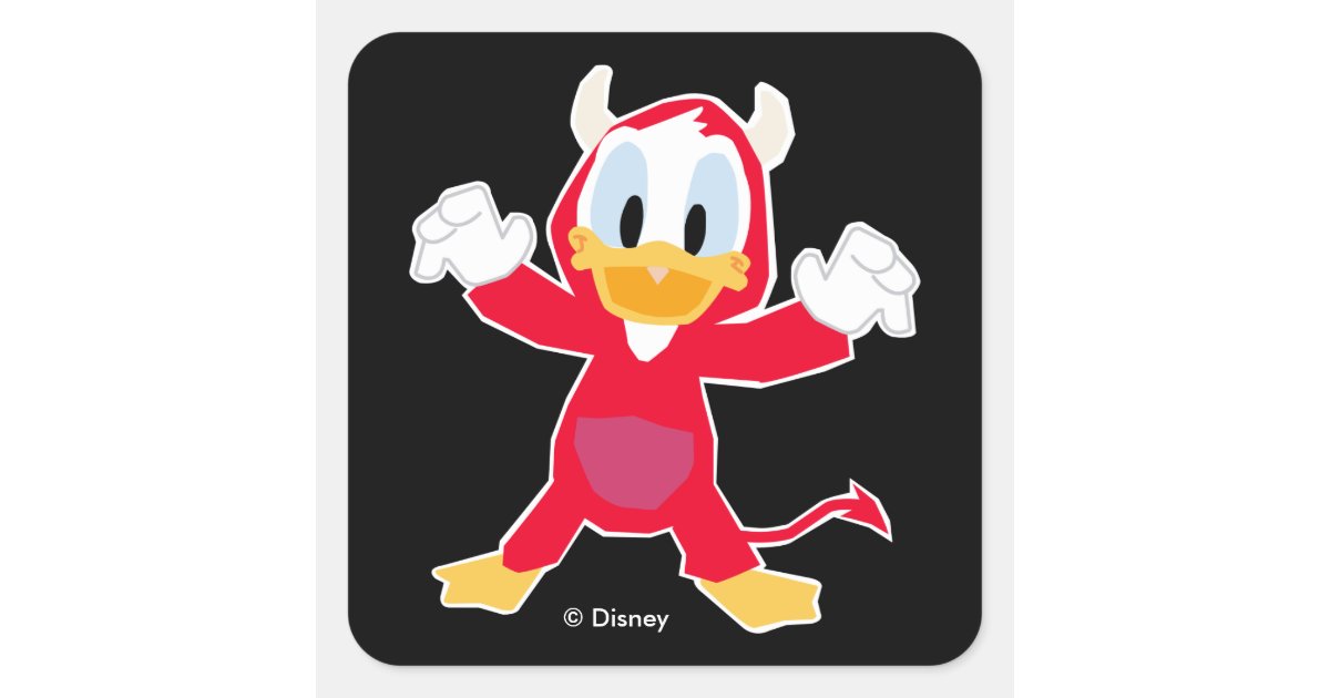 Donald Duck as Devil Square Sticker | Zazzle