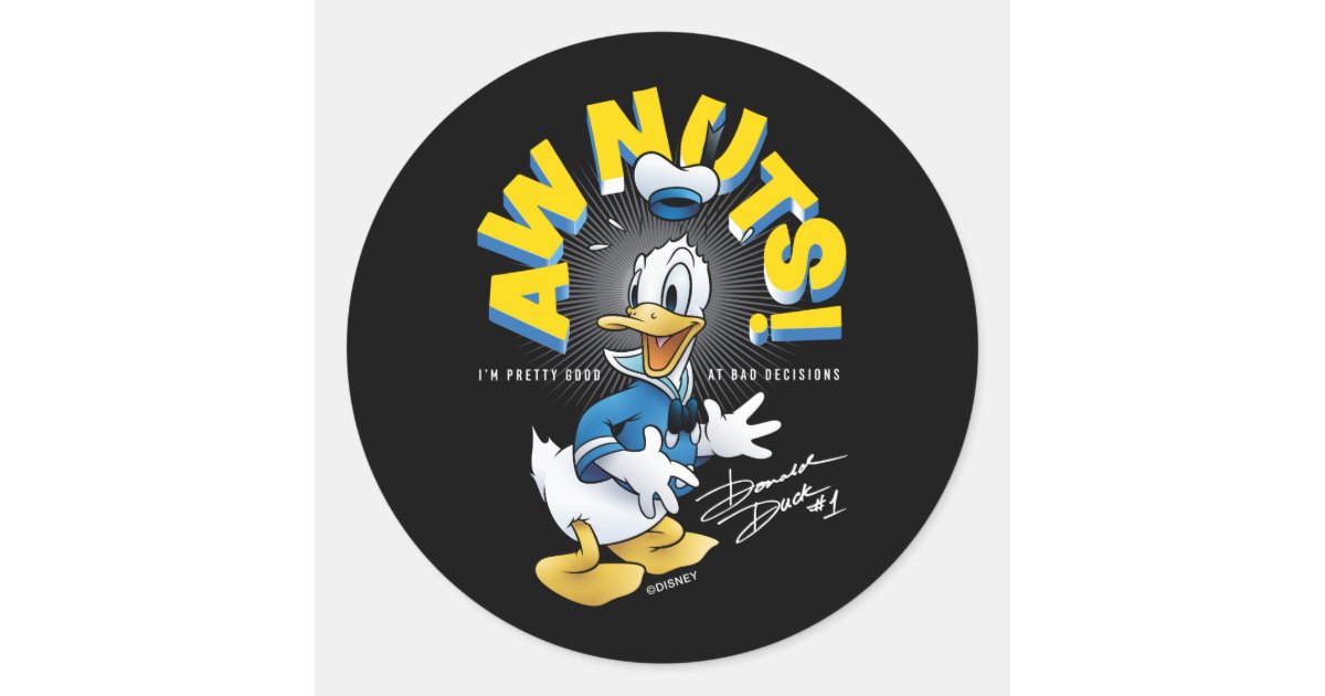 Donald Duck Awnuts! Classic Round Sticker | Zazzle