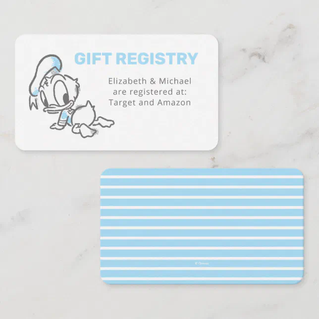 Donald Duck Baby Shower Gift Registry Enclosure Card | Zazzle