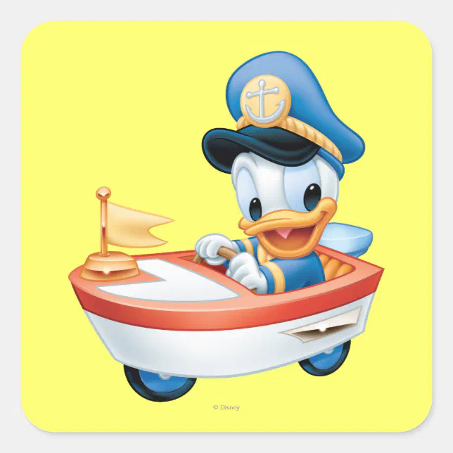 Donald Duck | Boat Baby Square Sticker | Zazzle