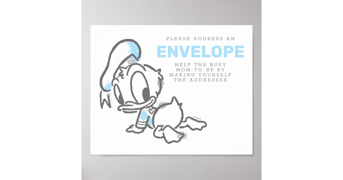 Donald Duck Boy Baby Shower Address An Envelope Poster | Zazzle