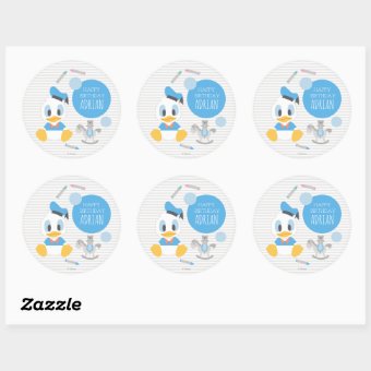 Donald Duck | First Birthday Classic Round Sticker | Zazzle