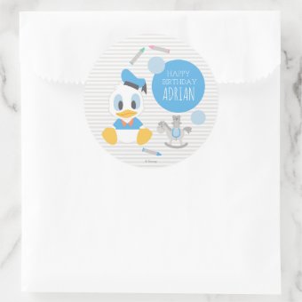 Donald Duck | First Birthday Classic Round Sticker | Zazzle