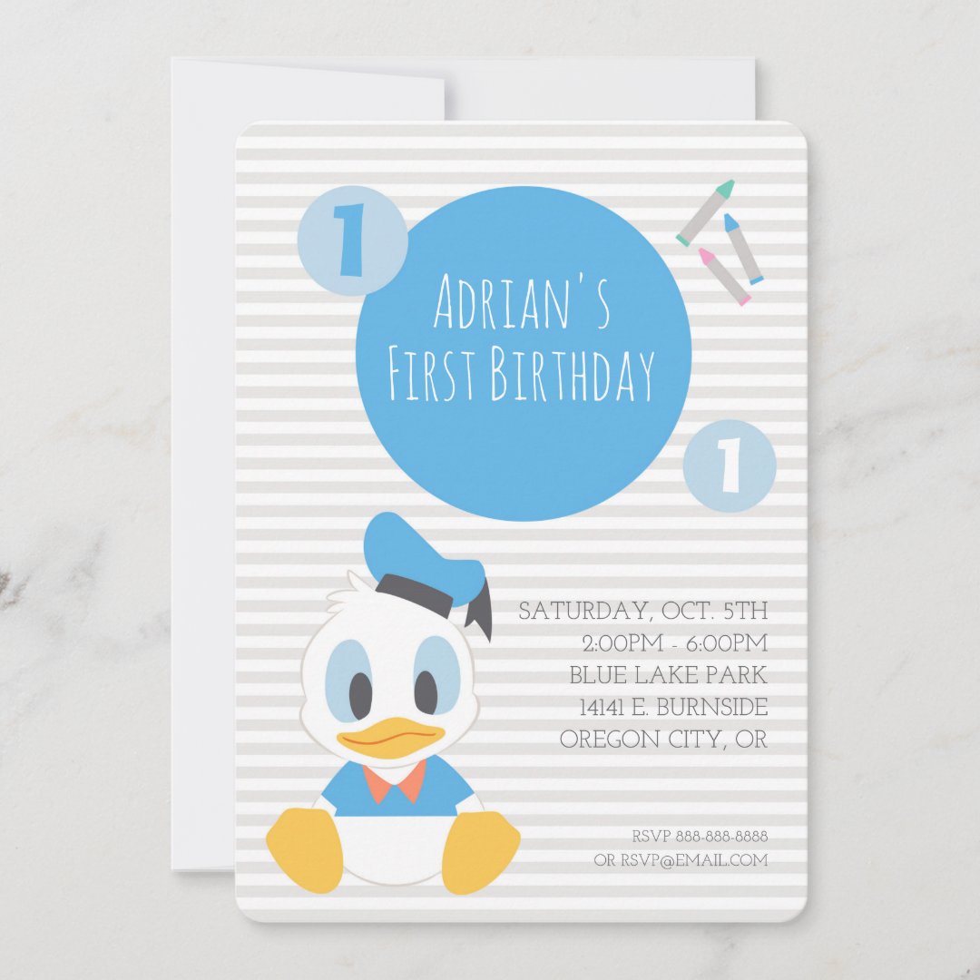 Donald Duck | First Birthday Invitation | Zazzle