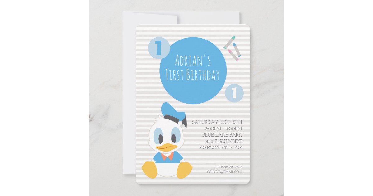 Donald Duck | First Birthday Invitation | Zazzle