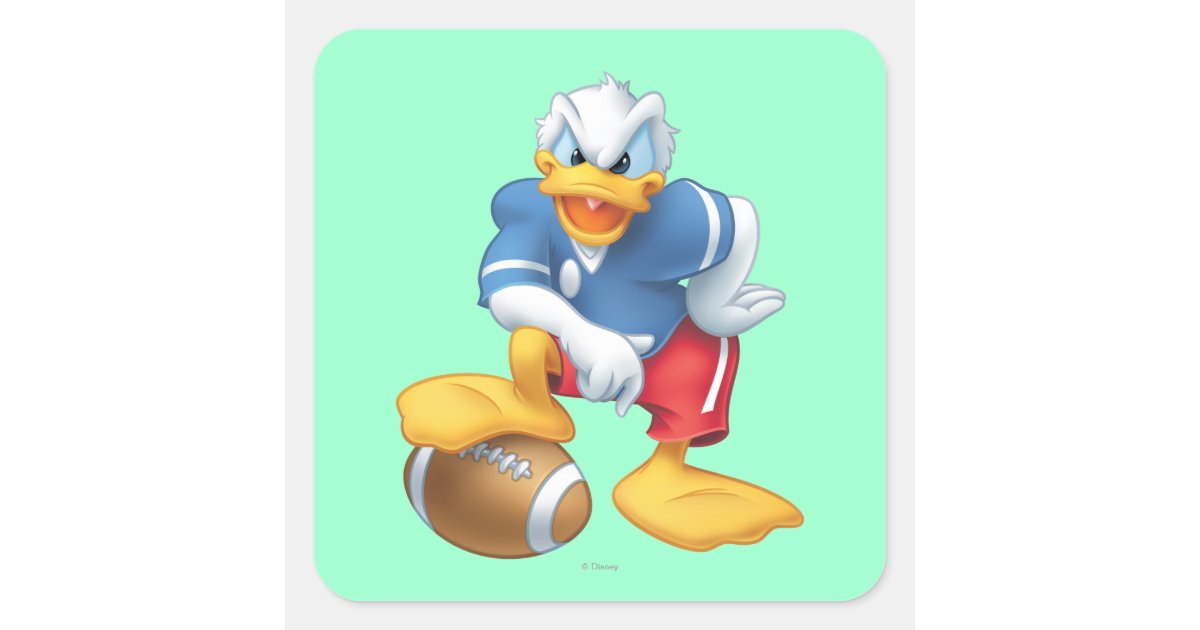 Donald Duck | Football Square Sticker | Zazzle