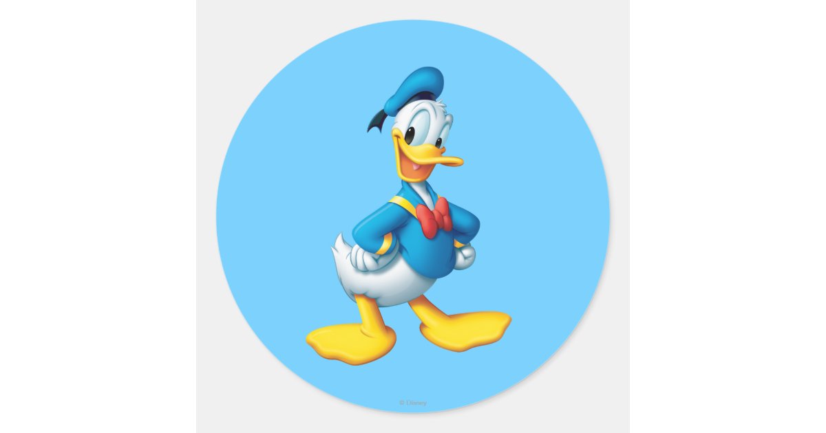 Donald Duck | Happy Classic Round Sticker | Zazzle