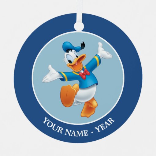 Donald Duck | Jumping Add Your Name Metal Ornament | Zazzle