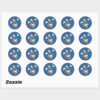 Donald Duck | Jumping Classic Round Sticker | Zazzle