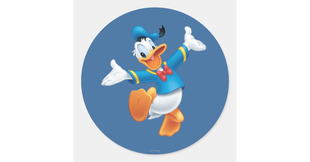 Donald Duck | Jumping Classic Round Sticker | Zazzle