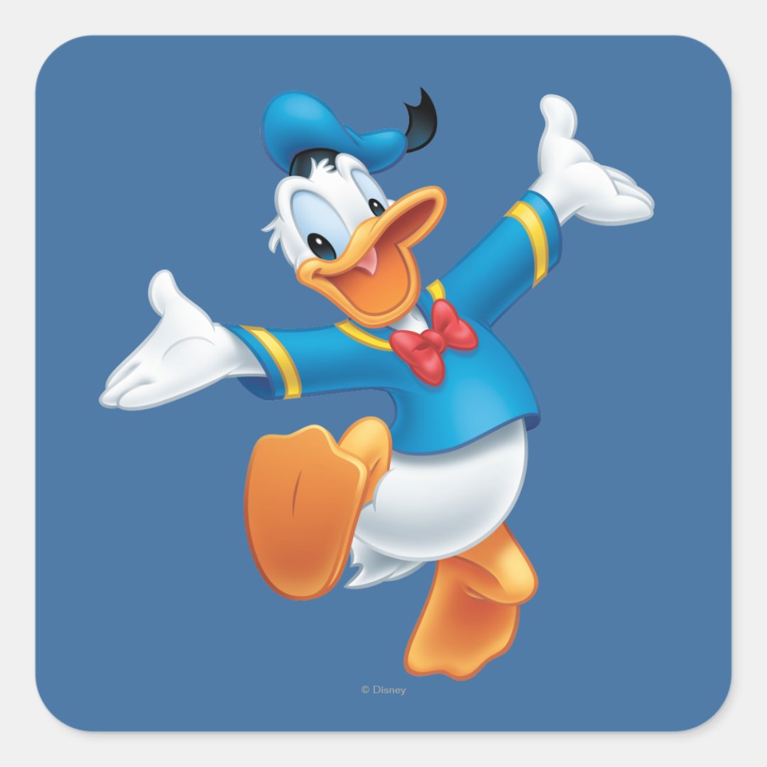 Donald Duck | Jumping Square Sticker | Zazzle