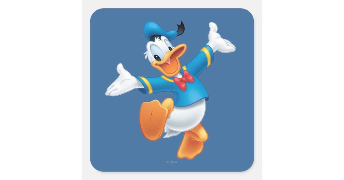 Donald Duck | Jumping Square Sticker | Zazzle