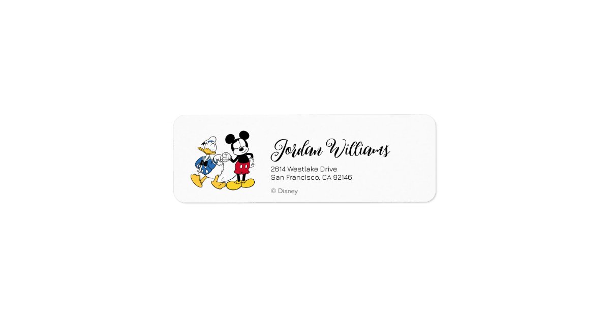 Donald Duck & Mickey Fist Bump Label | Zazzle