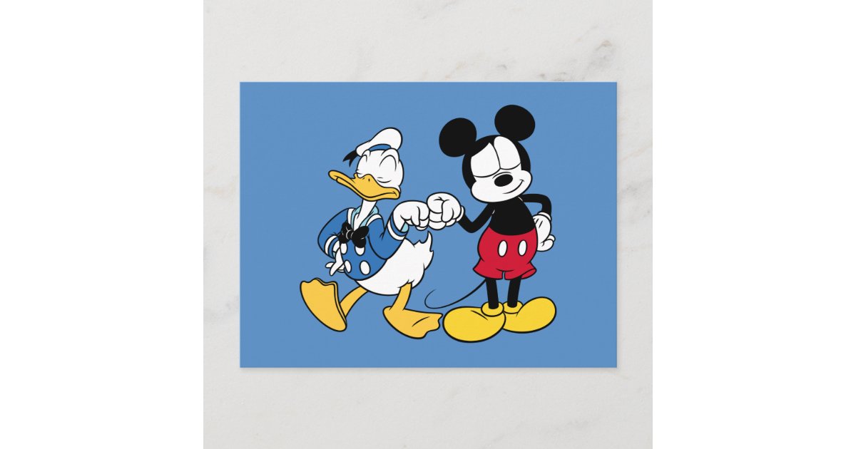 Donald Duck & Mickey Fist Bump Postcard | Zazzle