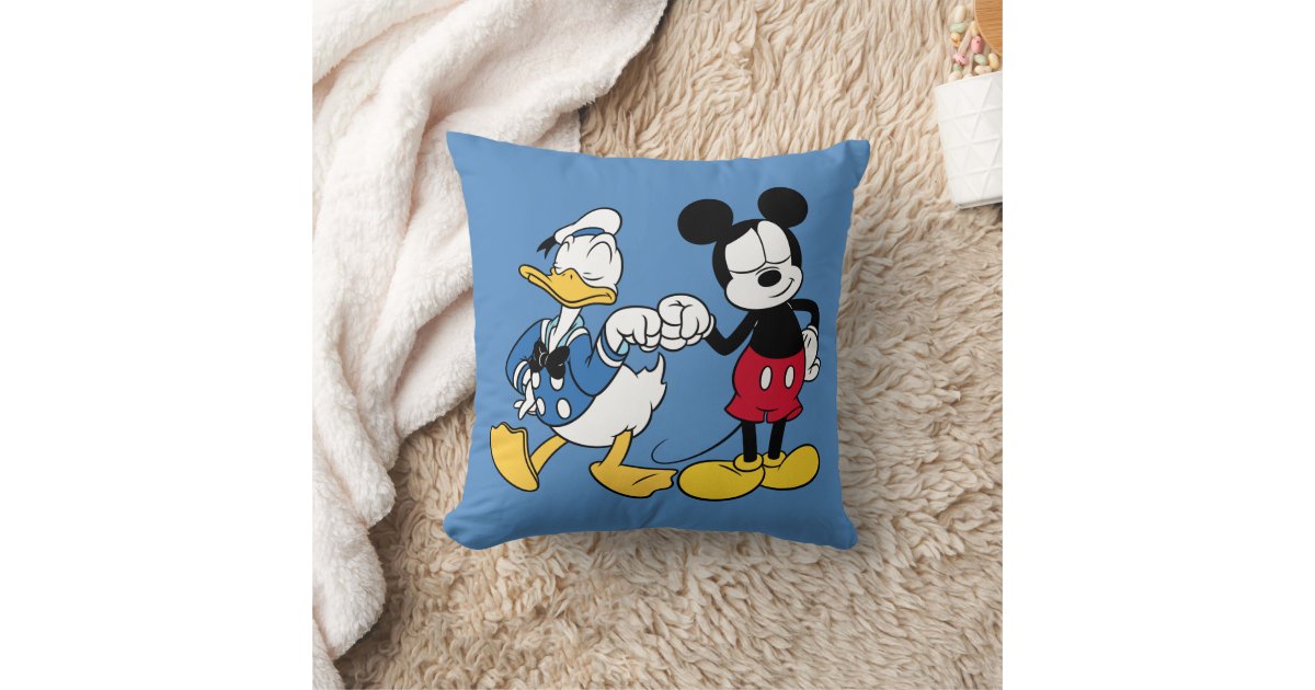 Donald Duck & Mickey Fist Bump Throw Pillow | Zazzle