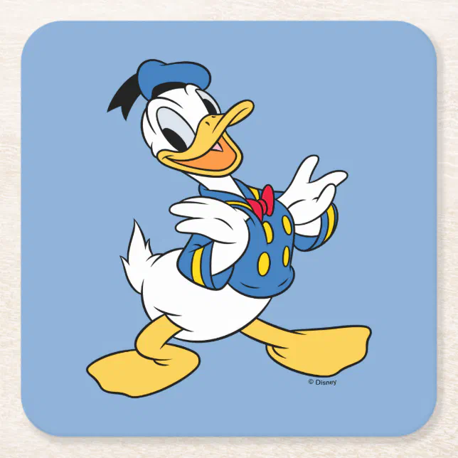 Donald Duck | Proud Pose Square Paper Coaster | Zazzle
