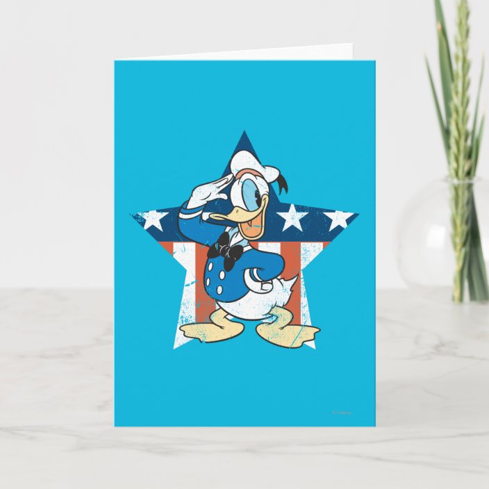 Donald Duck | Salute with Patriotic Star Card | Zazzle.com