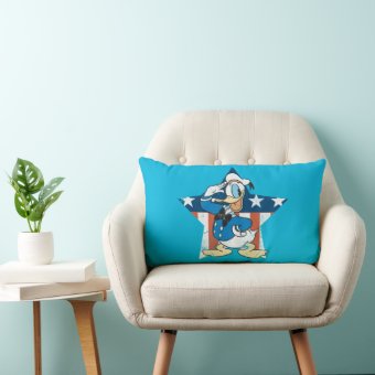 Donald Duck | Salute with Patriotic Star Lumbar Pillow | Zazzle