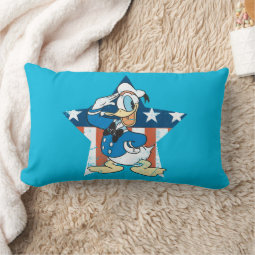 Donald Duck | Salute with Patriotic Star Lumbar Pillow | Zazzle