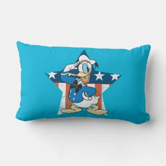 Donald Duck | Salute with Patriotic Star Lumbar Pillow | Zazzle