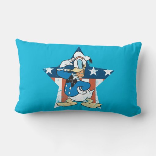 Donald Duck | Salute with Patriotic Star Lumbar Pillow | Zazzle