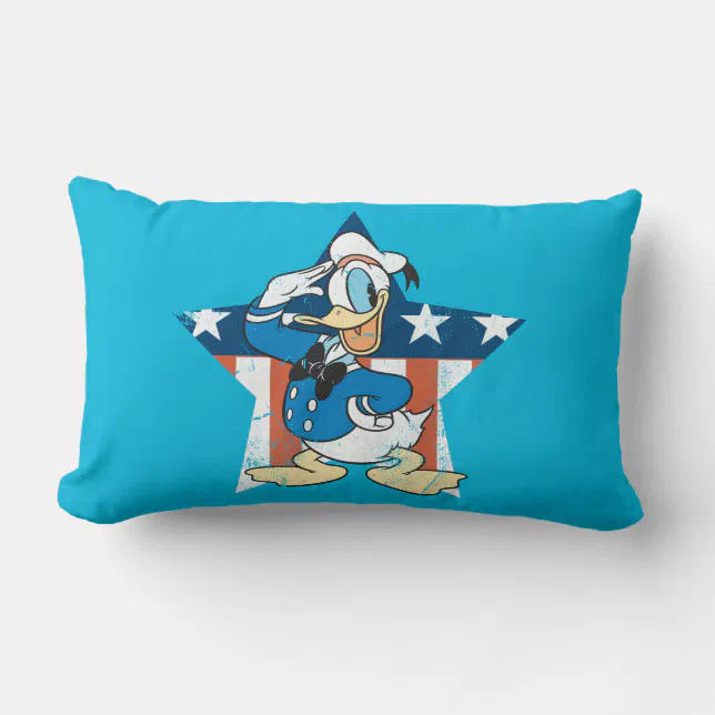Donald Duck | Salute with Patriotic Star Lumbar Pillow | Zazzle
