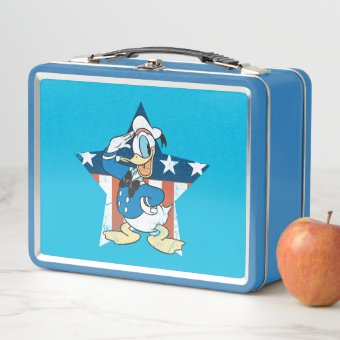 Donald Duck | Salute with Patriotic Star Metal Lunch Box | Zazzle