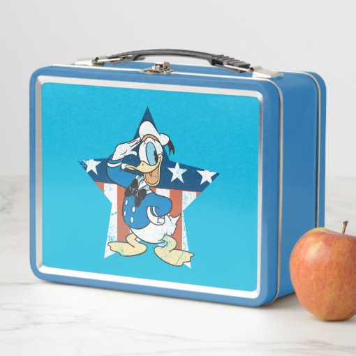 Donald Duck | Salute with Patriotic Star Metal Lunch Box | Zazzle