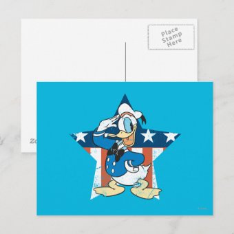 Donald Duck | Salute with Patriotic Star Postcard | Zazzle