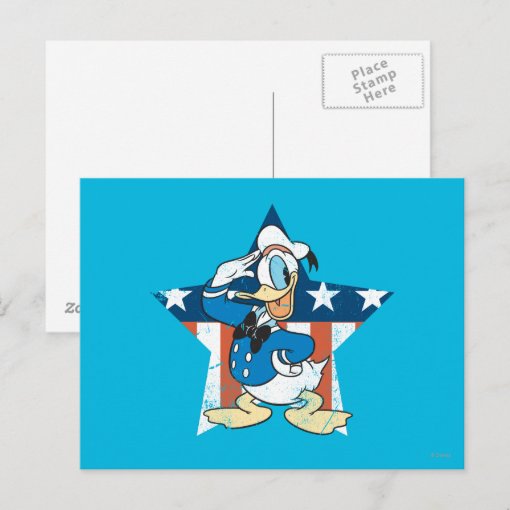 Donald Duck | Salute with Patriotic Star Postcard | Zazzle