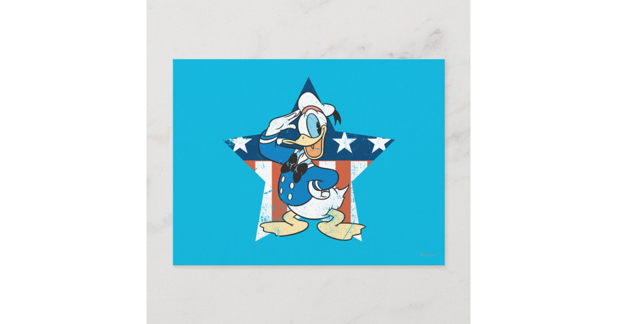 Donald Duck | Salute with Patriotic Star Postcard | Zazzle