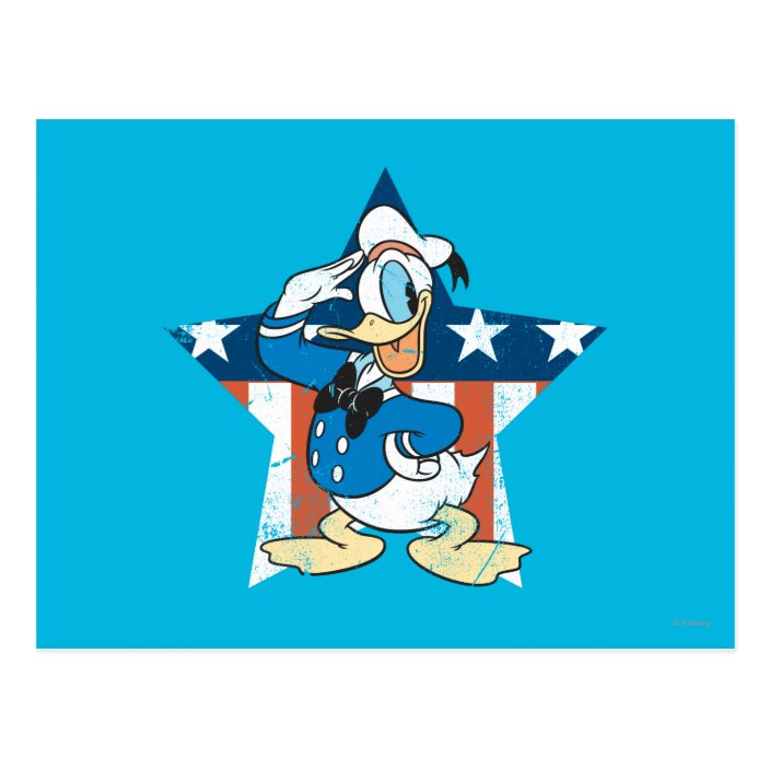 Donald Duck | Salute with Patriotic Star Postcard | Zazzle.com