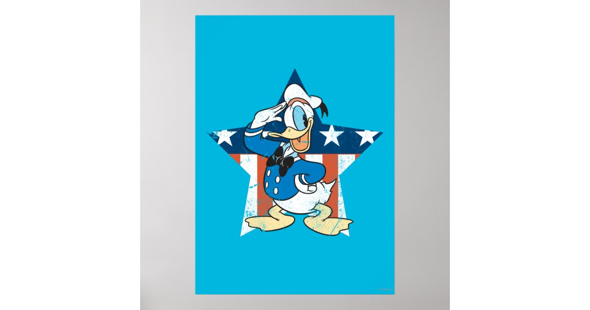 Donald Duck | Salute with Patriotic Star Poster | Zazzle