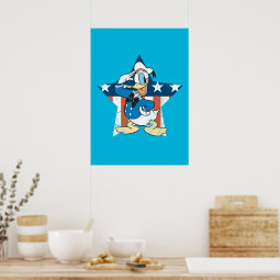 Donald Duck | Salute with Patriotic Star Poster | Zazzle