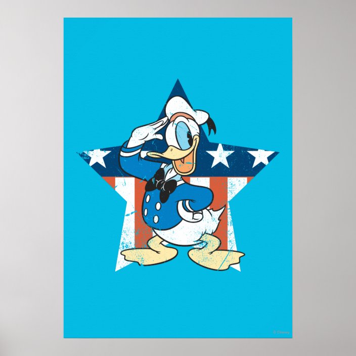Donald Duck | Salute with Patriotic Star Poster | Zazzle.com