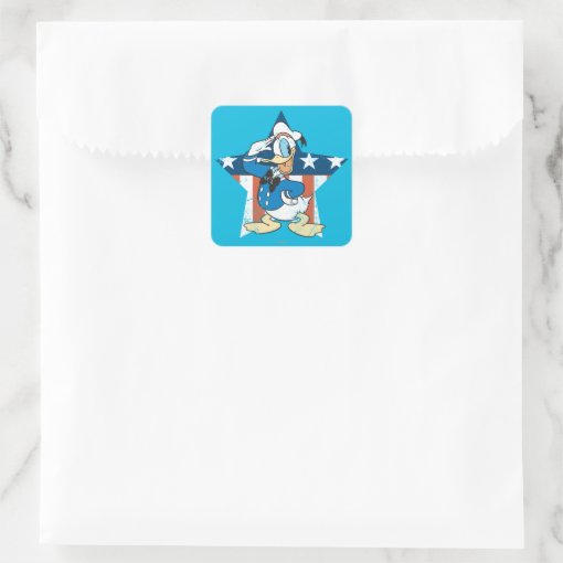 Donald Duck | Salute with Patriotic Star Square Sticker | Zazzle