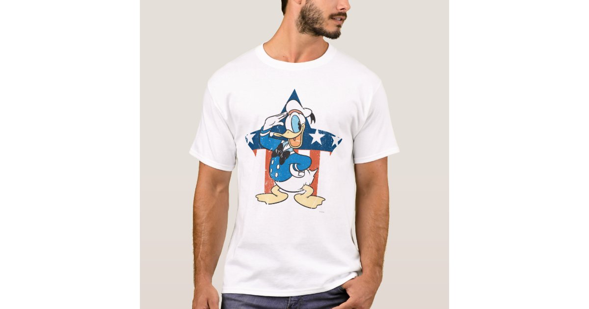 Donald Duck | Salute with Patriotic Star T-Shirt | Zazzle