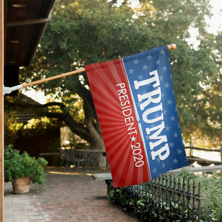 Donald Trump 2020 - iconic stars stripes red blue House Flag | Zazzle
