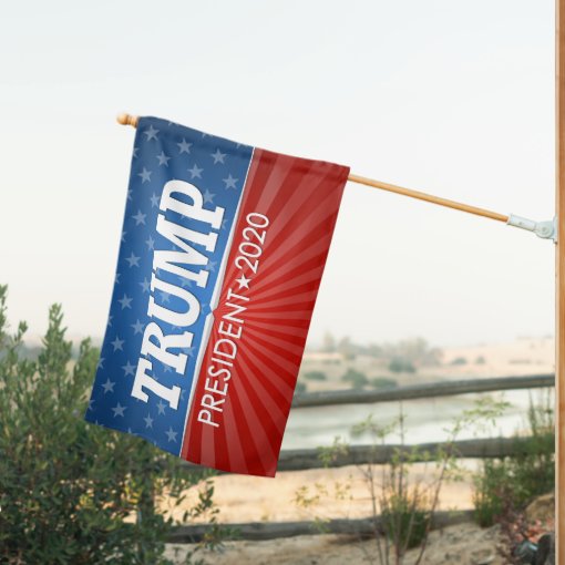 Donald Trump 2020 - iconic stars stripes red blue House Flag | Zazzle