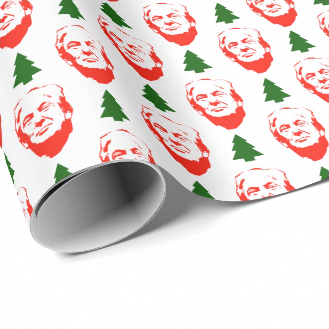 Donald Trump and Trees Christmas Pattern Wrapping Paper | Zazzle