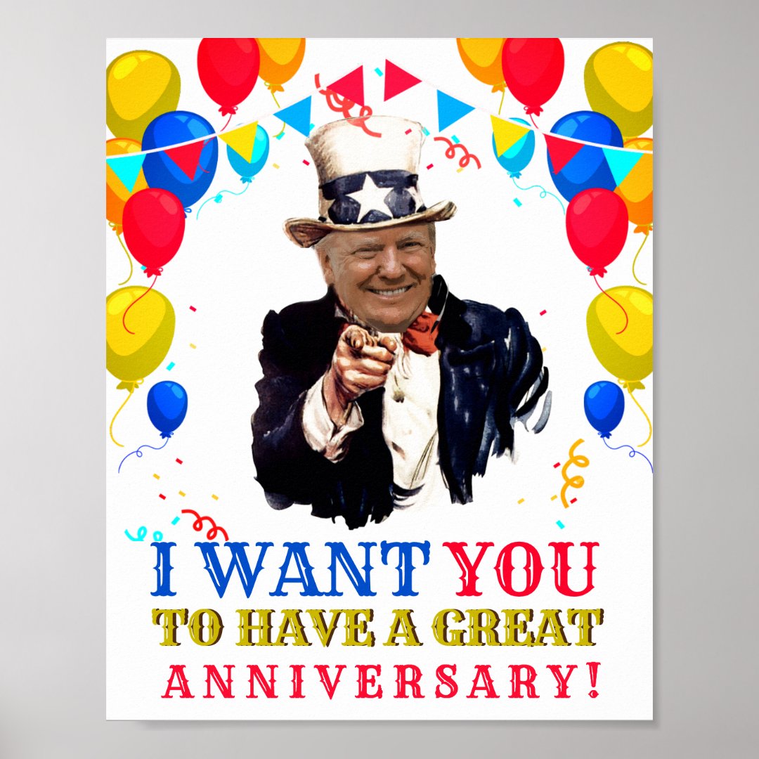 Donald Trump Anniversary Celebration Balloons Poster | Zazzle
