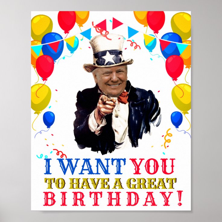 Donald Trump Celebration Balloons Birthday Poster | Zazzle