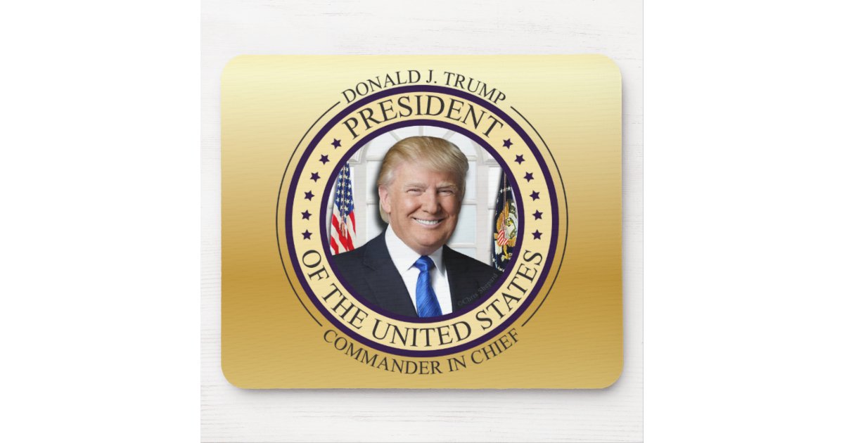 DONALD TRUMP COMMANDER IN CHIEF GOLD PRESIDENTIAL MOUSE PAD | Zazzle