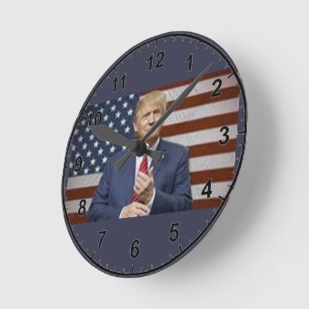 Donald Trump Flag Round Clock | Zazzle