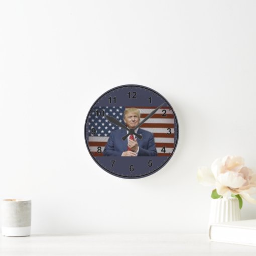 Donald Trump Flag Round Clock | Zazzle