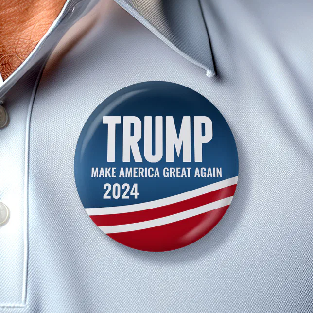 Donald Trump for President 2024 - Modern Swoop Button | Zazzle