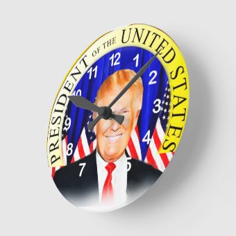 Donald TRUMP-for President of USA _ Round Clock | Zazzle
